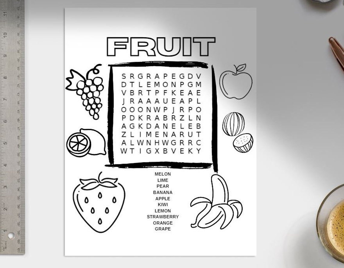 Kid's Word Search and Coloring Pages - Etsy