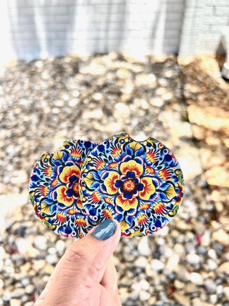 Talavera Car Coasters: Absorbent Mexican Tile Car Decor - Set of 2 - Etsy