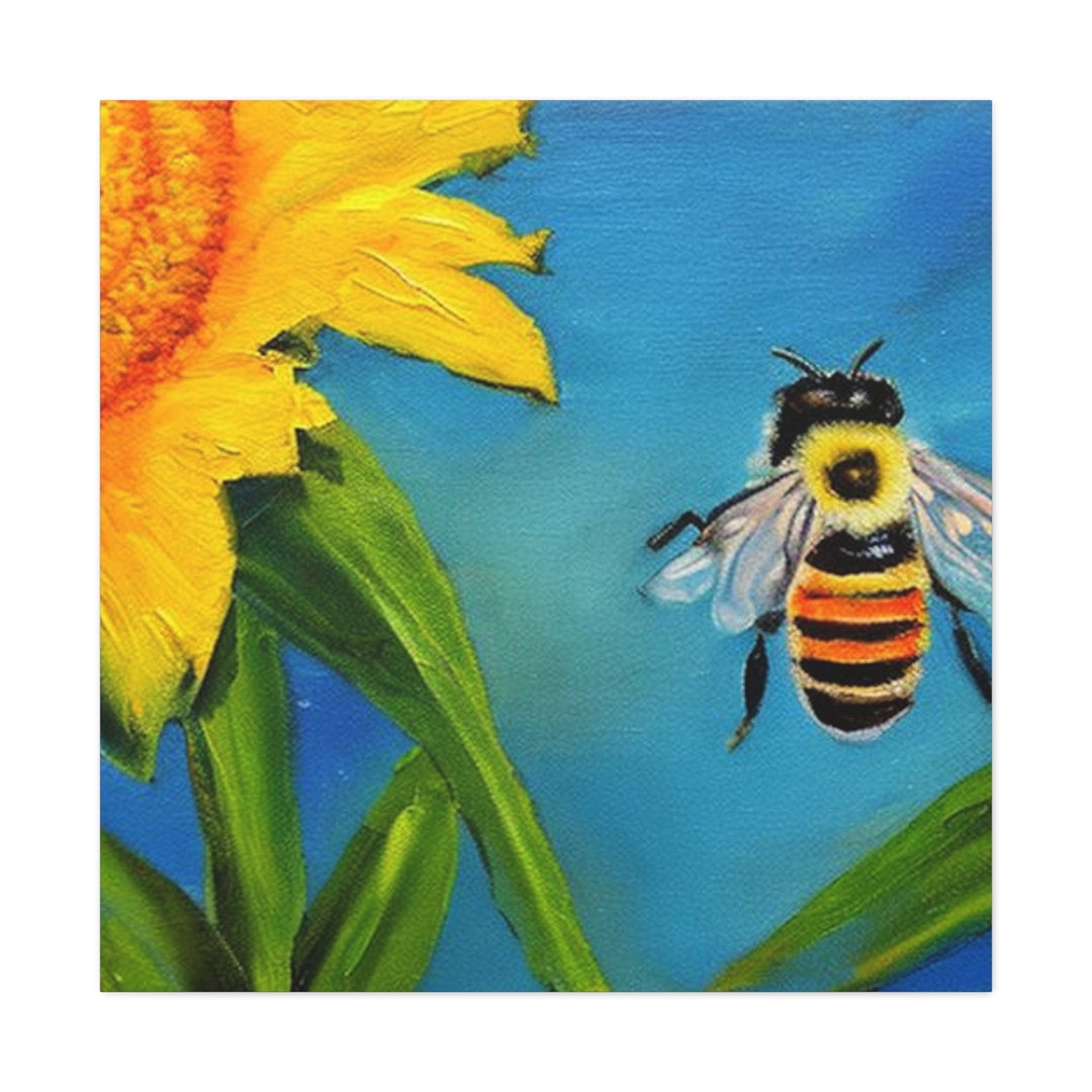 Buzzing Beauty: Digital Printed Bee Canvas Oil Painting - Nature ...