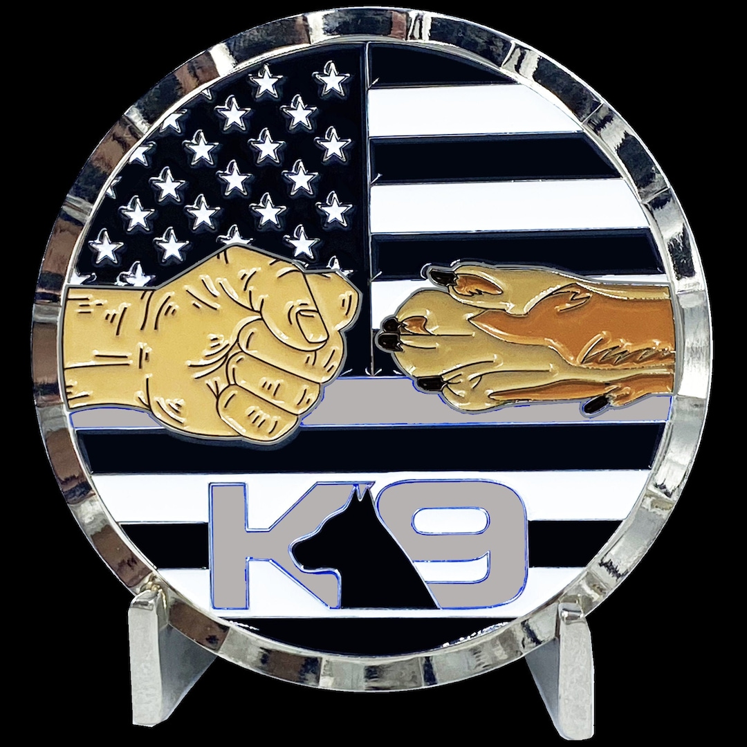 K9 Thin Gray Line Challenge Coin Fist Paw Bump Corrections - Etsy