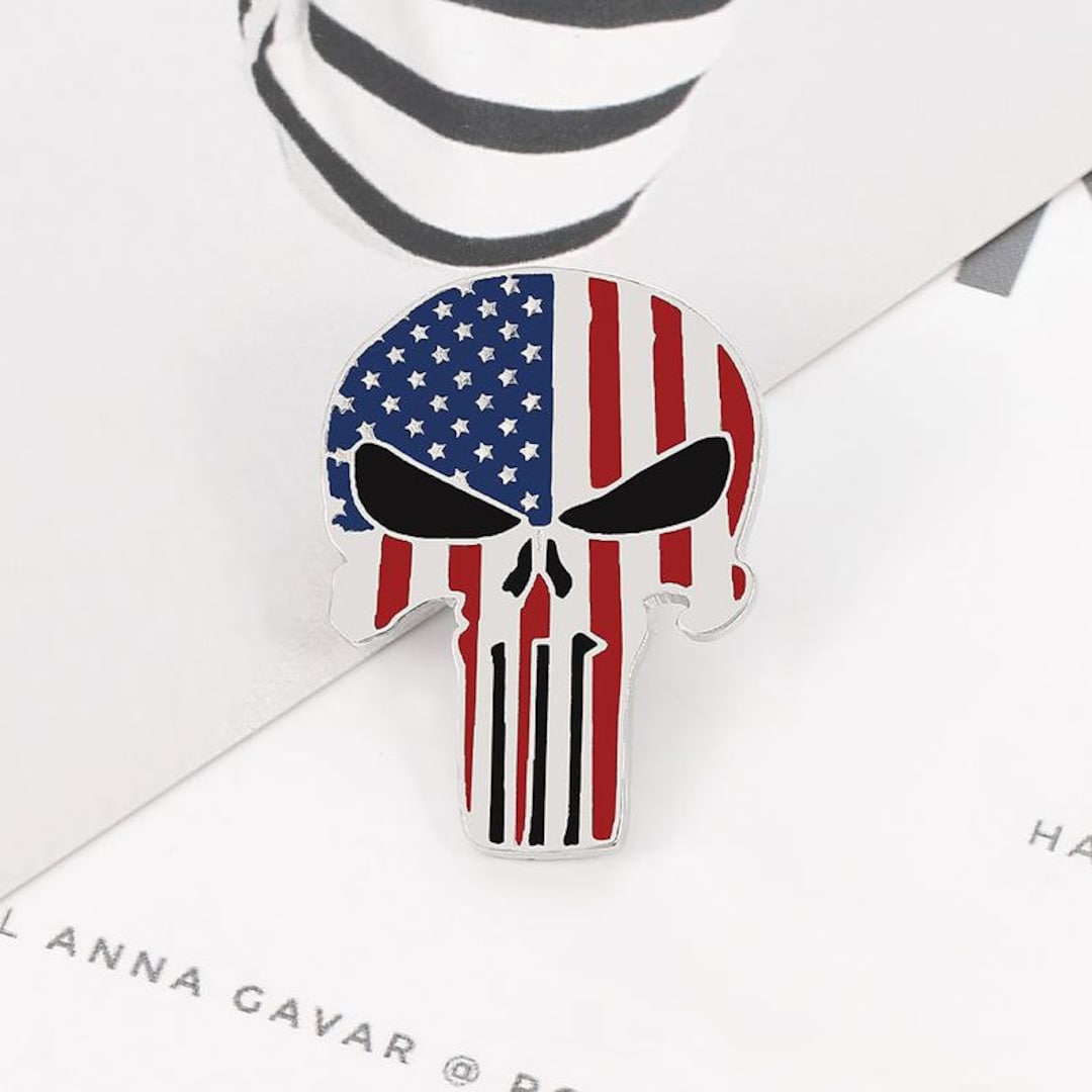 Red White and Blue Skull Pin P-070 - Etsy