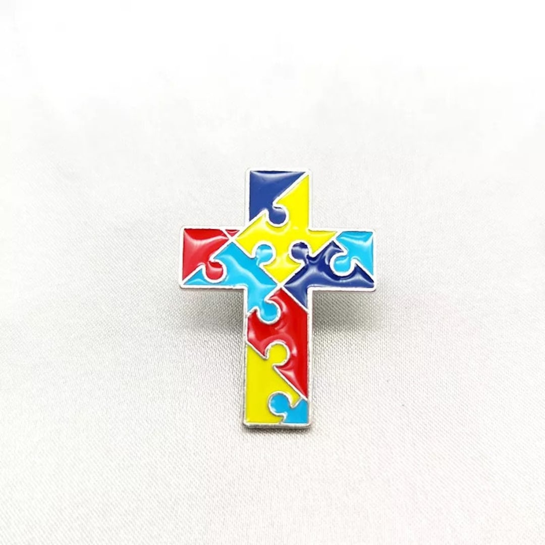 Autism Awareness Puzzle Cross Enamel Pin Free USA Shipping Ships Free ...