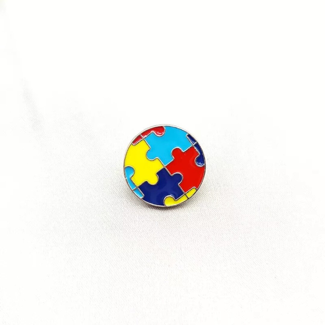 Autism Awareness Puzzle Globe Ball Enamel Pin Free USA Shipping Ships ...