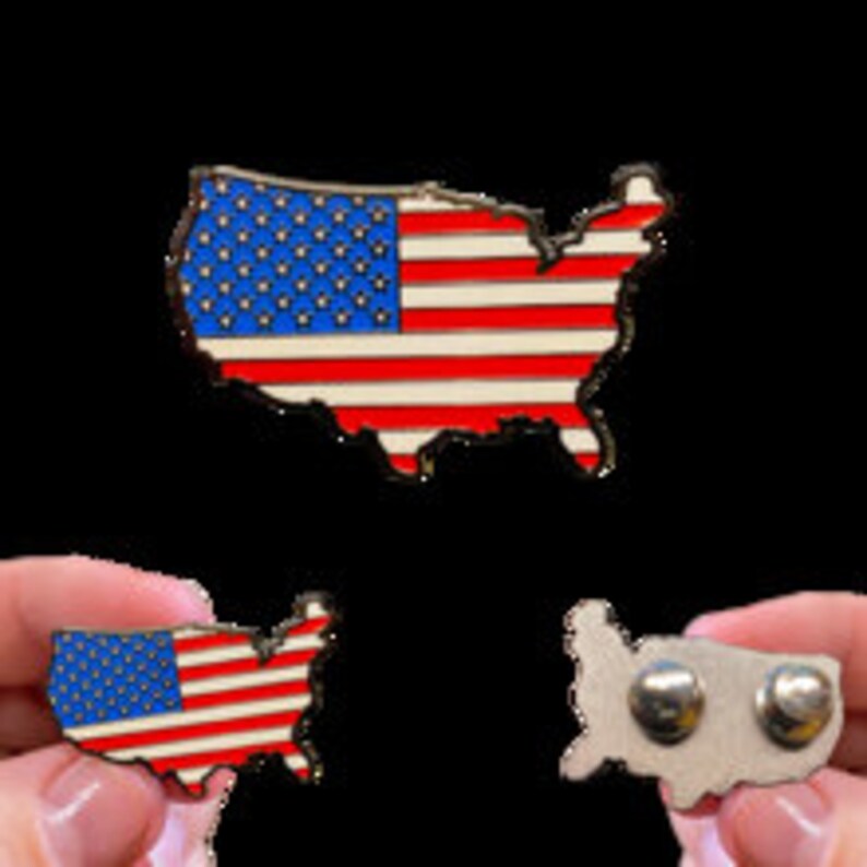 American Flag U.S. Map Pin With 2 Pin Posts and Deluxe Pin - Etsy