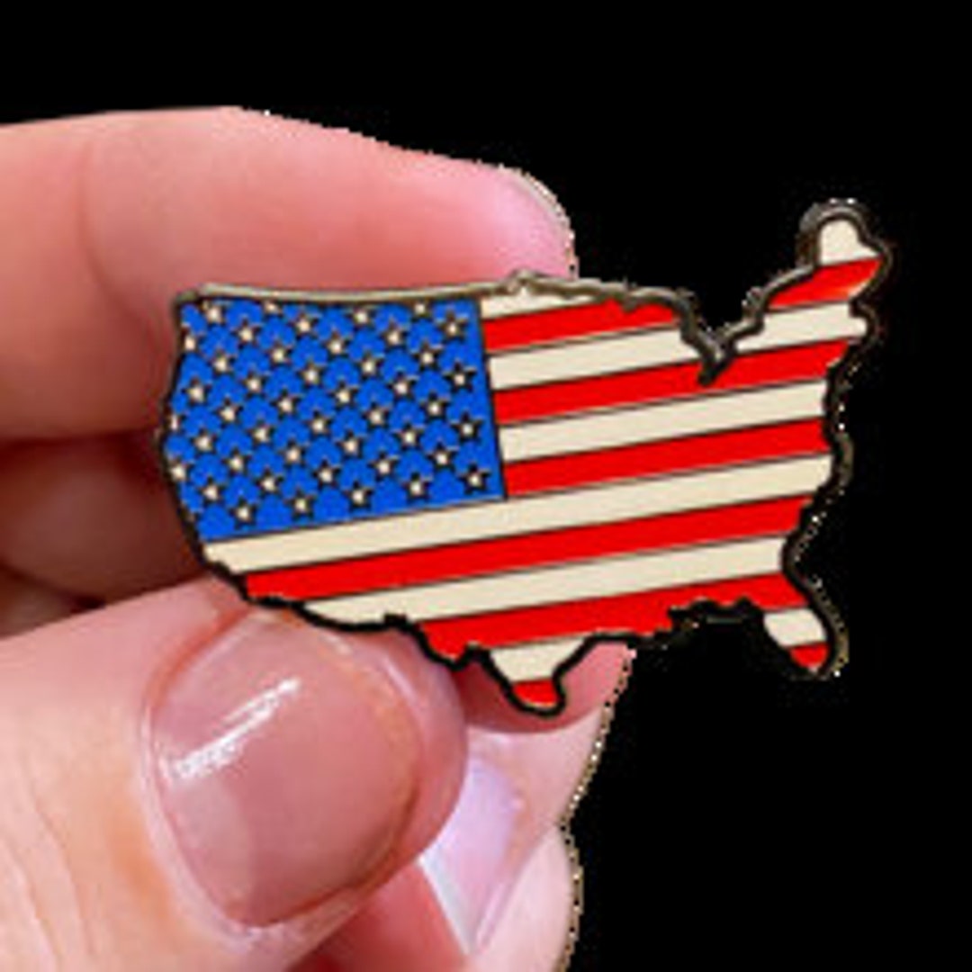 American Flag U.S. Map Pin With 2 Pin Posts and Deluxe Pin - Etsy