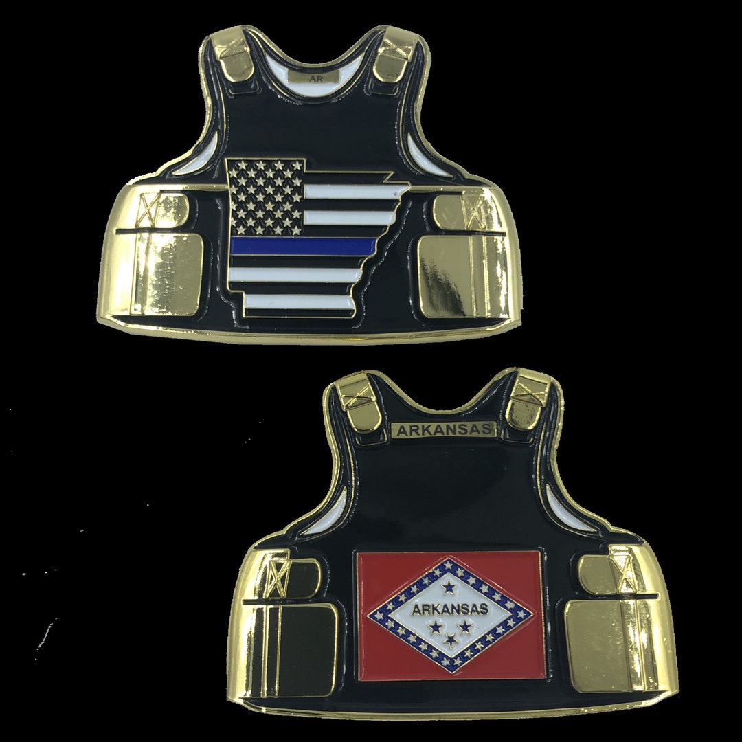 Arkansas LEO Thin Blue Line Police Body Armor State Flag Challenge Coins. D-003 - Etsy