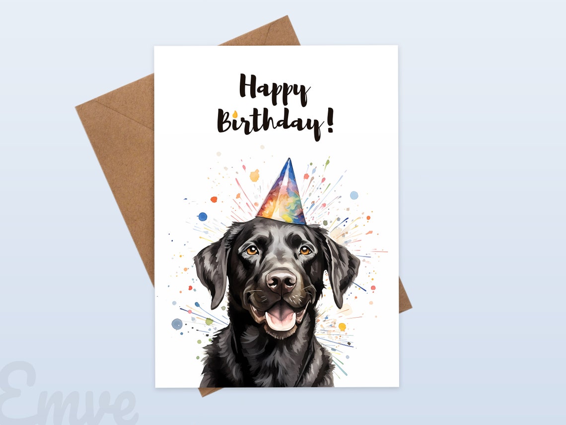 Black Labrador Birthday Card Dog Birthday Card Instant Download ...