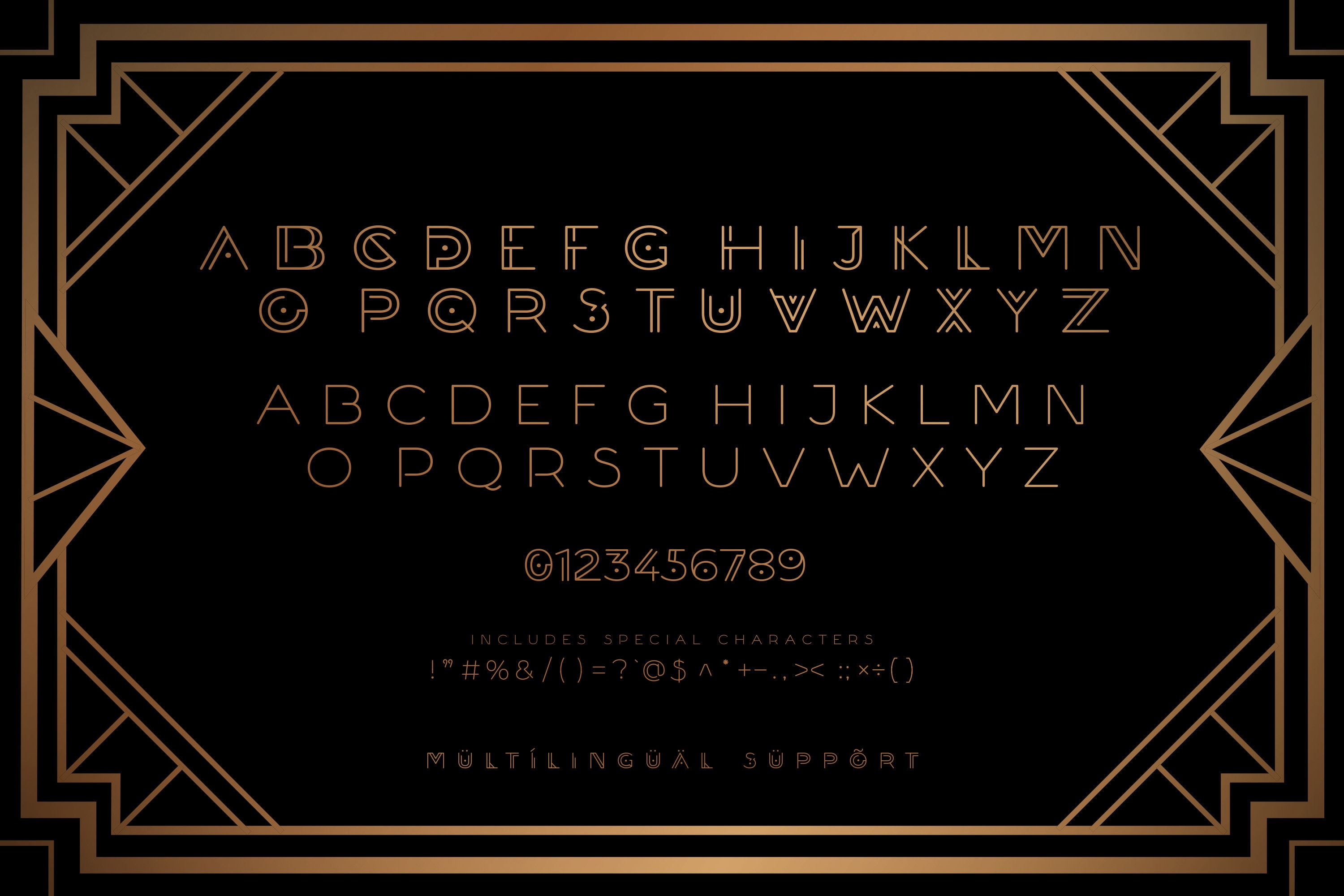 DECORÁ Geometric Art Deco Font 1920s Luxury Font Golden Display Font - Etsy