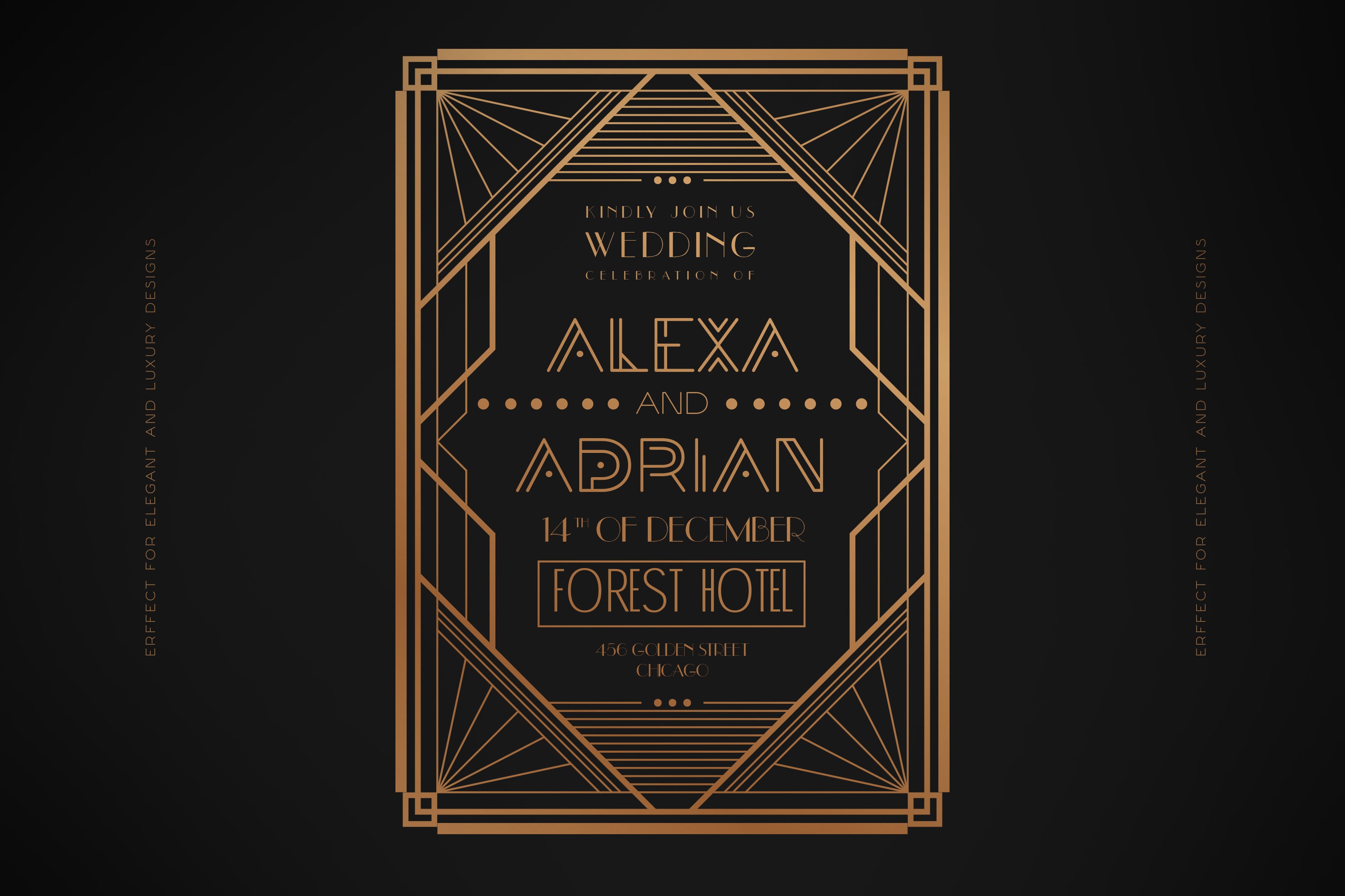 DECORÁ Geometric Art Deco Font 1920s Luxury Font Golden Display Font - Etsy