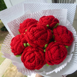 Crochet Flowers Bouquet Handmade, Finished Product, Rose, Lily for ...