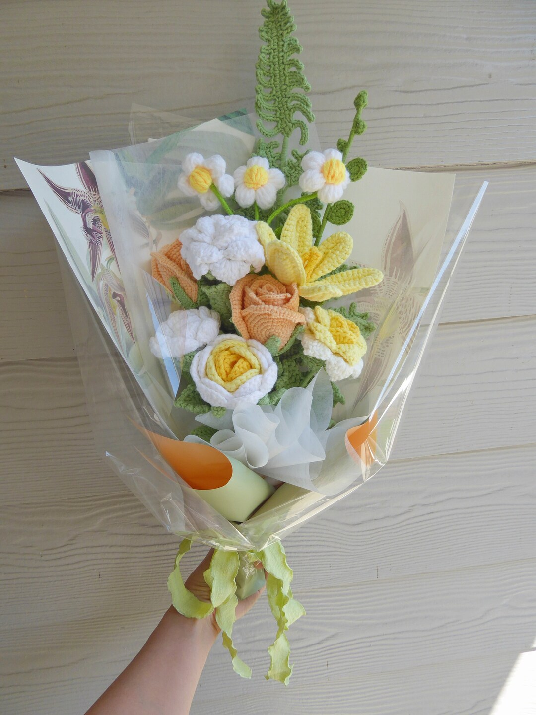 Crochet Flowers Bouquet Handmade, Finished Product, Rose, Lily, Tulip ...
