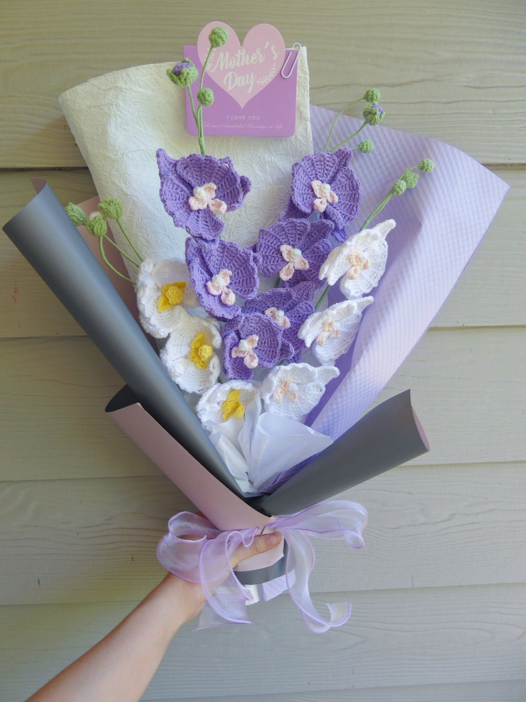 Crochet Flowers Bouquet Handmade, Finished Product, Orchid, Anniversary ...