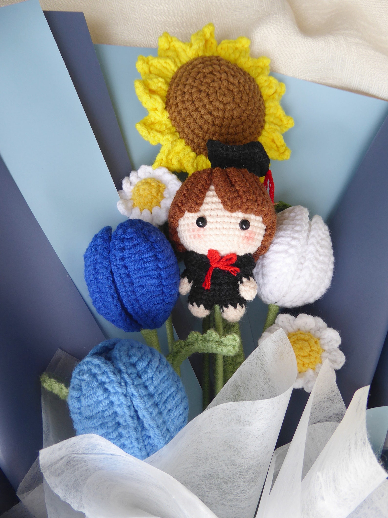 Crochet Flowers Bouquet Handmade, Finished Product, Sunflower,tulip ...
