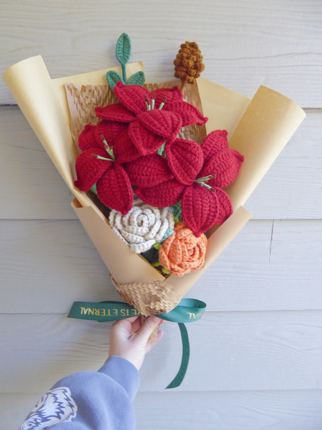 Crochet Flowers Bouquet Handmade, Finished Product,rose,lily for ...