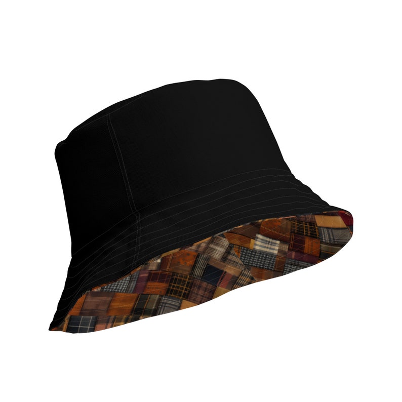 Reversible Bucket Hat Earth Tones Patchwork 1/black Fun - Etsy