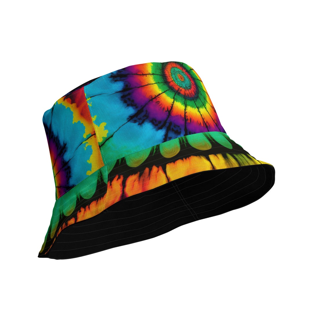 Reversible Bucket Hat, Sunset Tie Dye/black - Etsy