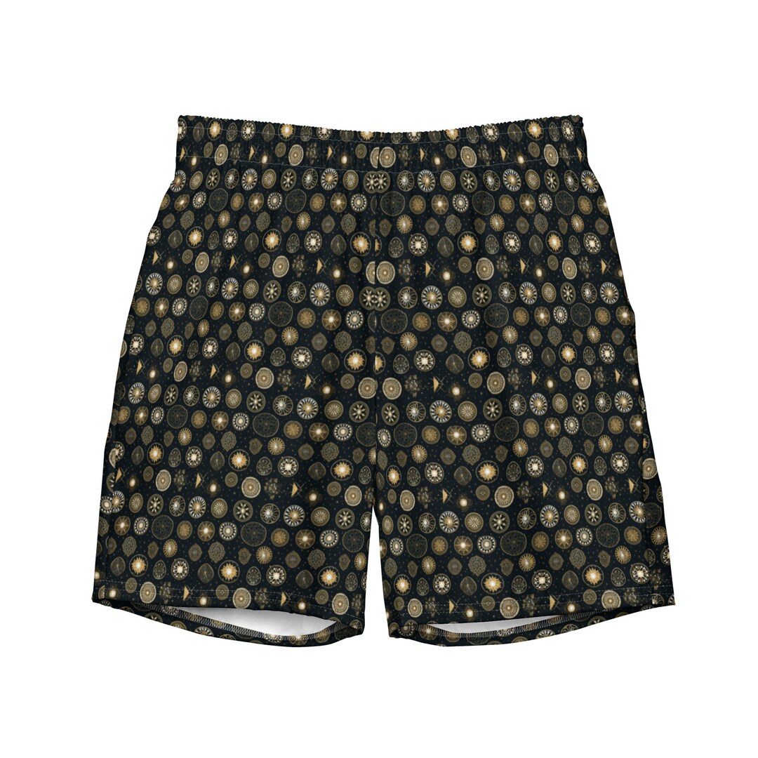 Men's Swim Trunks, Discs/black, Men's Beachwear, Stylish Unique ...