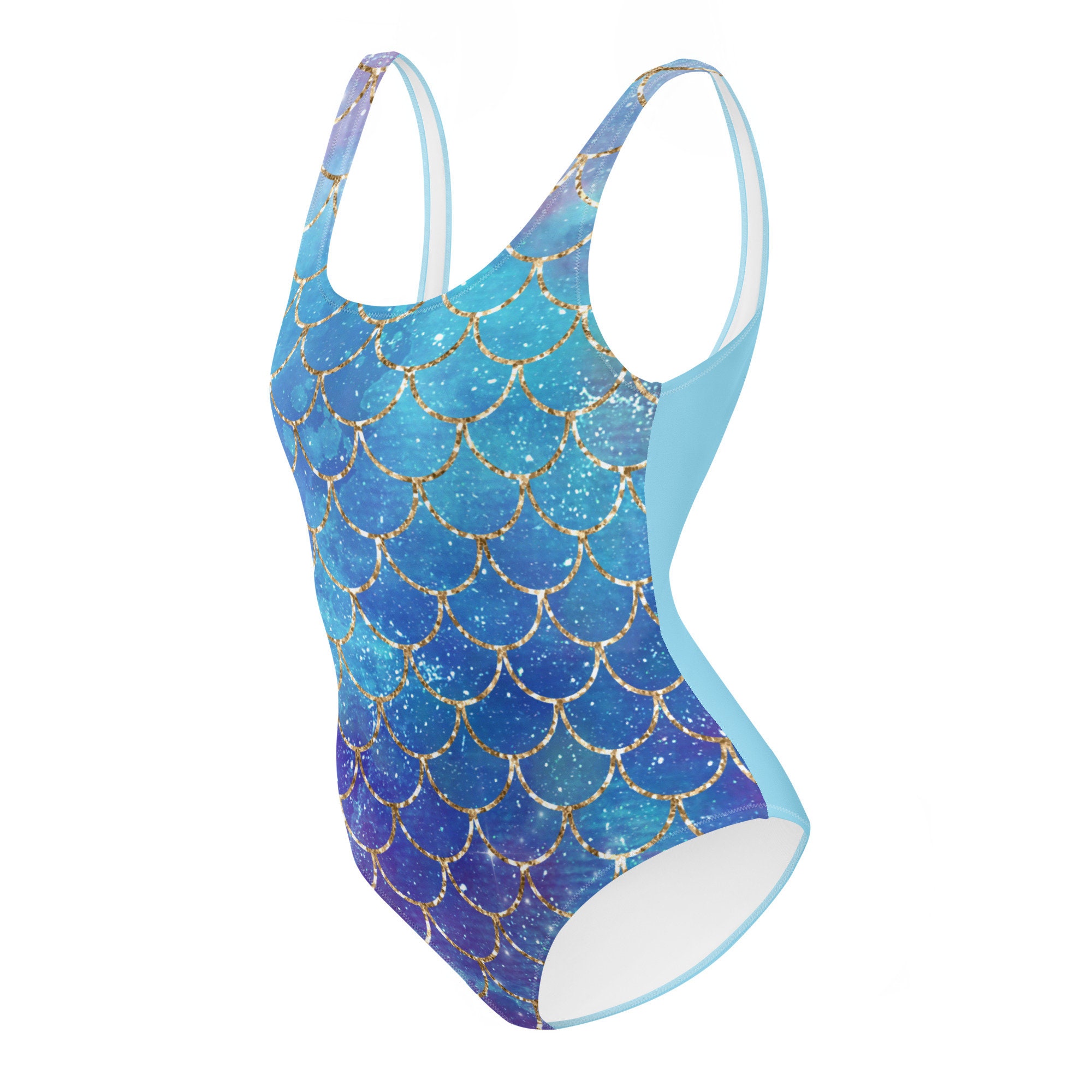 Sexyaf Vibrant Iridescence: Mermaid Scales 7/blue One-piece Swimsuit ...