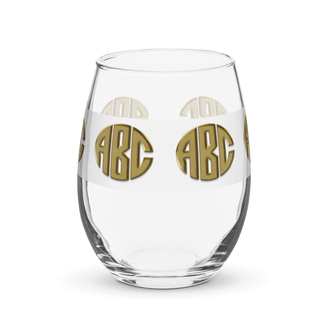 Personalized Elegance: Stemless Wine/single Band on White Monogrammed ...