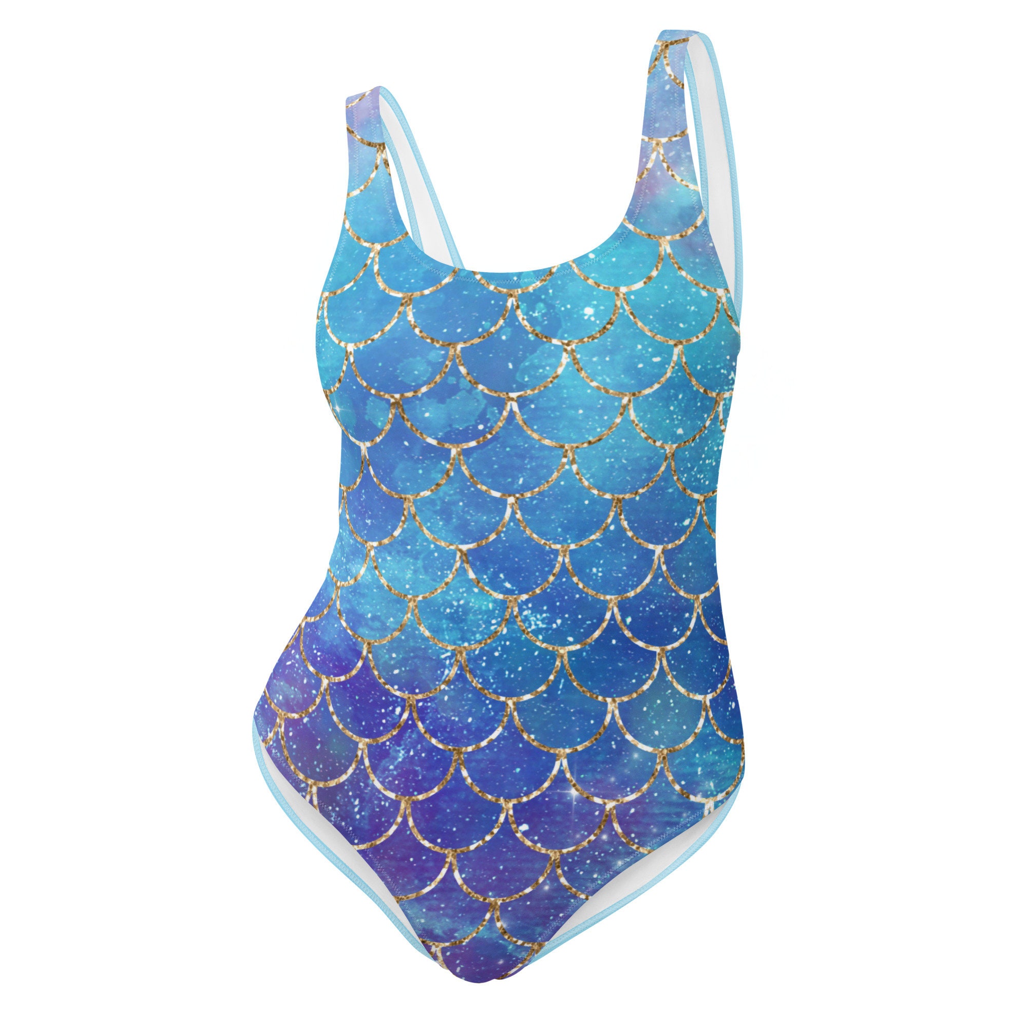 Sexyaf Vibrant Iridescence: Mermaid Scales 7/blue One-piece Swimsuit ...
