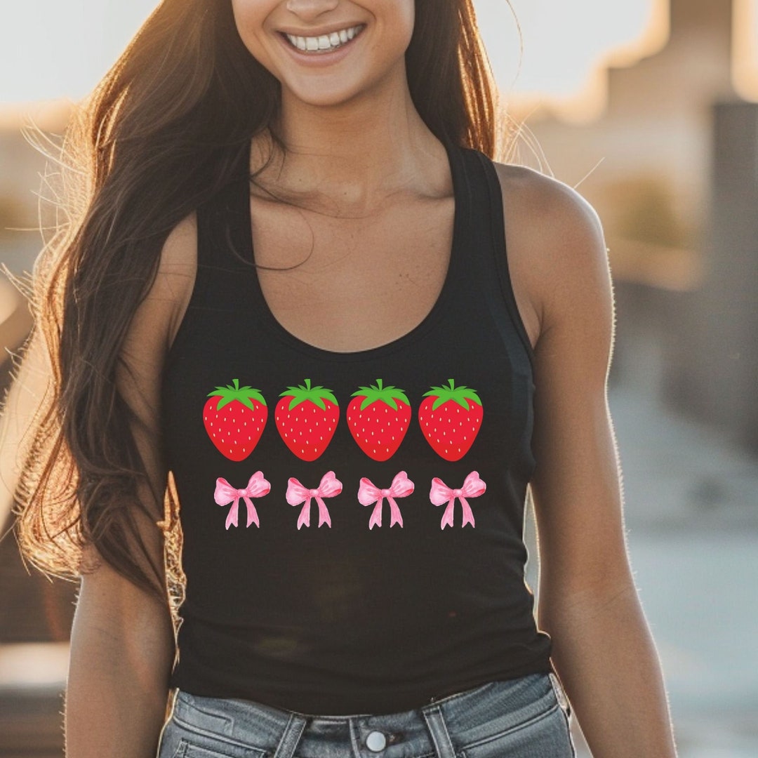 Summer Tank Top Cute Strawberry Print Sleeveless Shirt for Girl ...