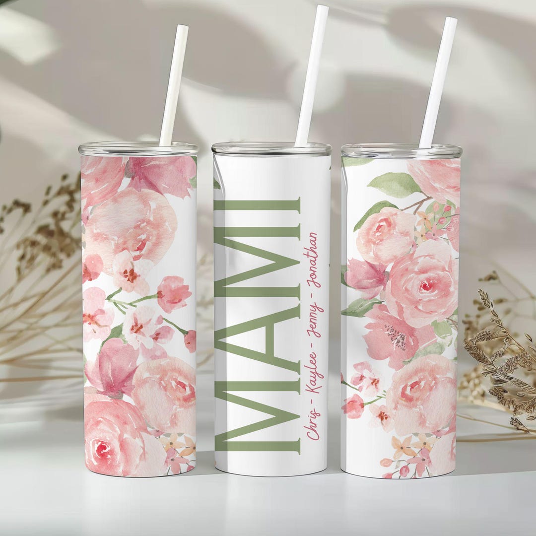 Custom Floral Mami Tumbler With Kids Names, Mother's Day Gift - Etsy