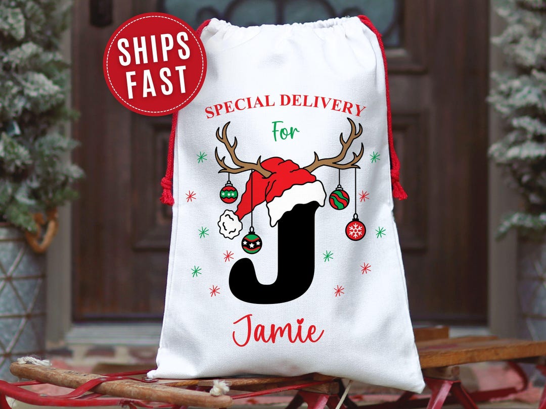 Special Delivery Santa Bag Custom Boy's Initial Christmas Santa Bag ...