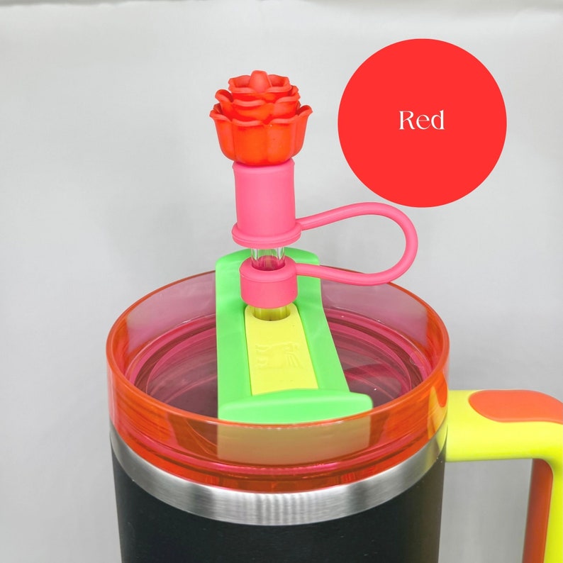 Neon Flower Straw Topper, Reusable Silicone Cap for Stanley Cup - Etsy