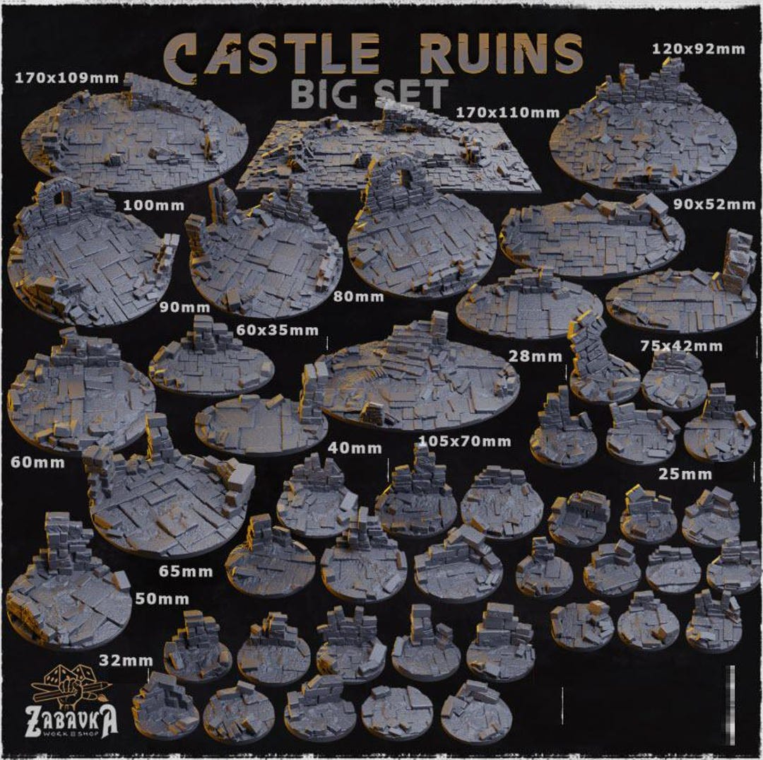 Castle Ruins Bases | Zabavka Workshop | Thematic Round/oval Bases for ...