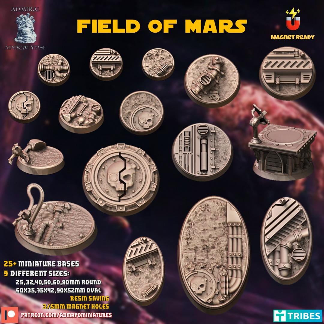 Field of Mars Bases: Thematic Resin Bases for Tabletop Gaming - Etsy