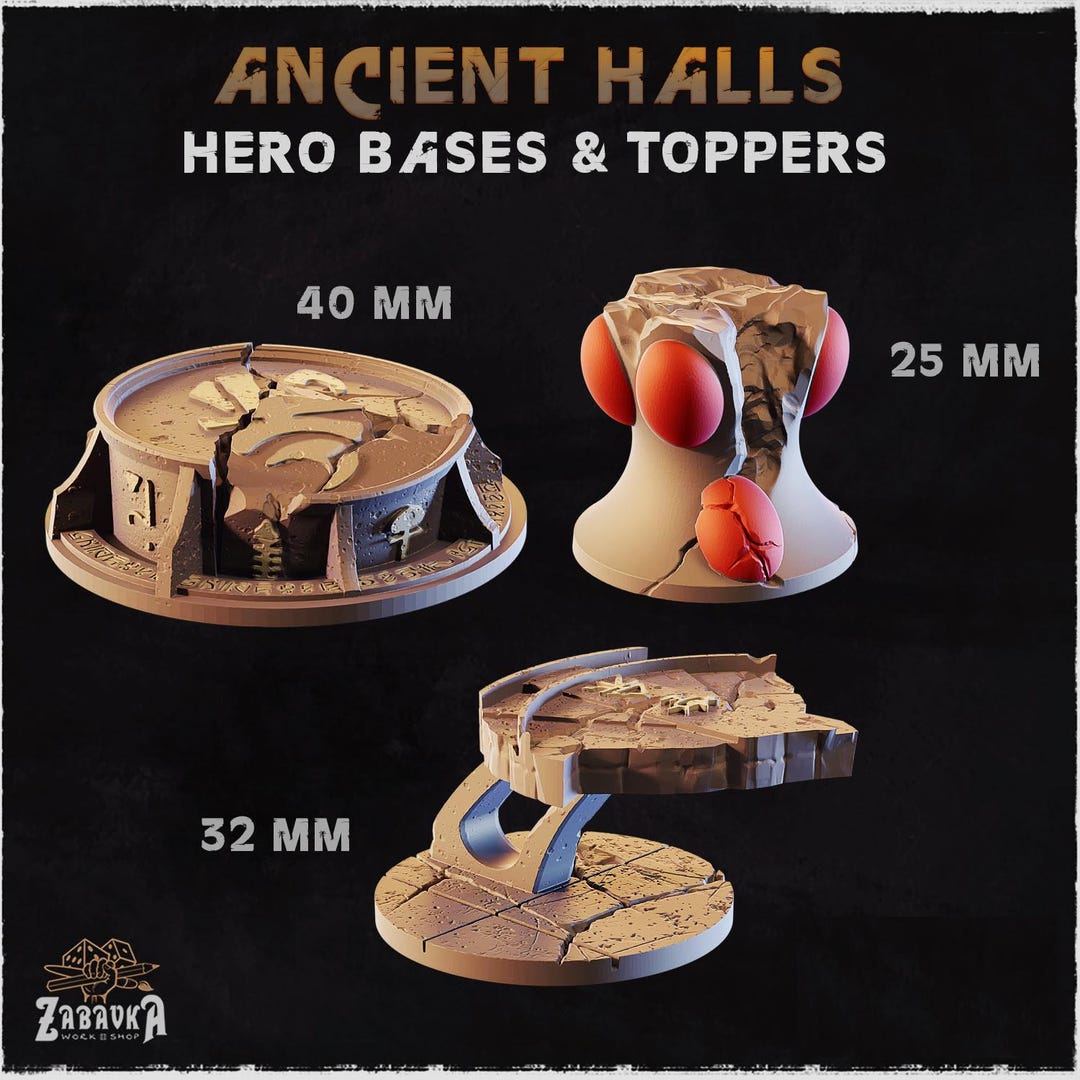 Thematic Tabletop Hero Bases - Ancient Halls - Zabavka Workshop - Etsy