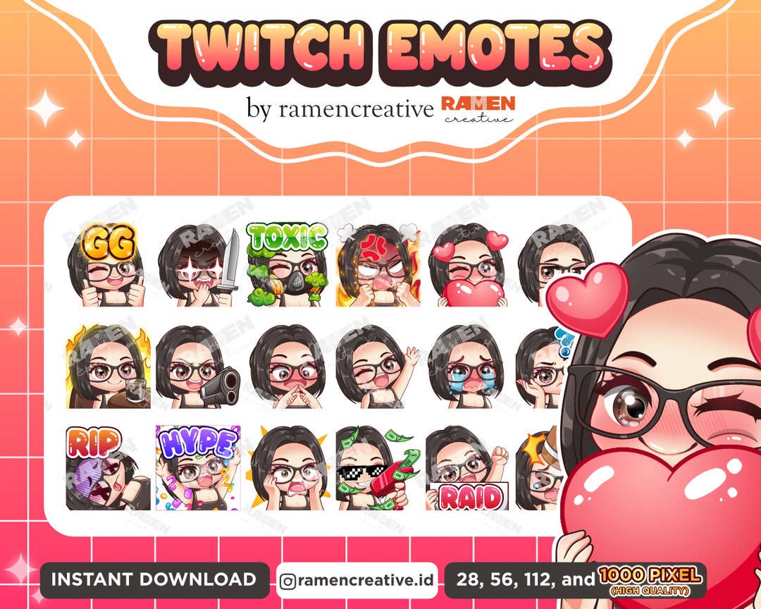 Girl Twitch Emotes , 18 Chibi Girl Emotes, Twitch Emotes, Discord ...