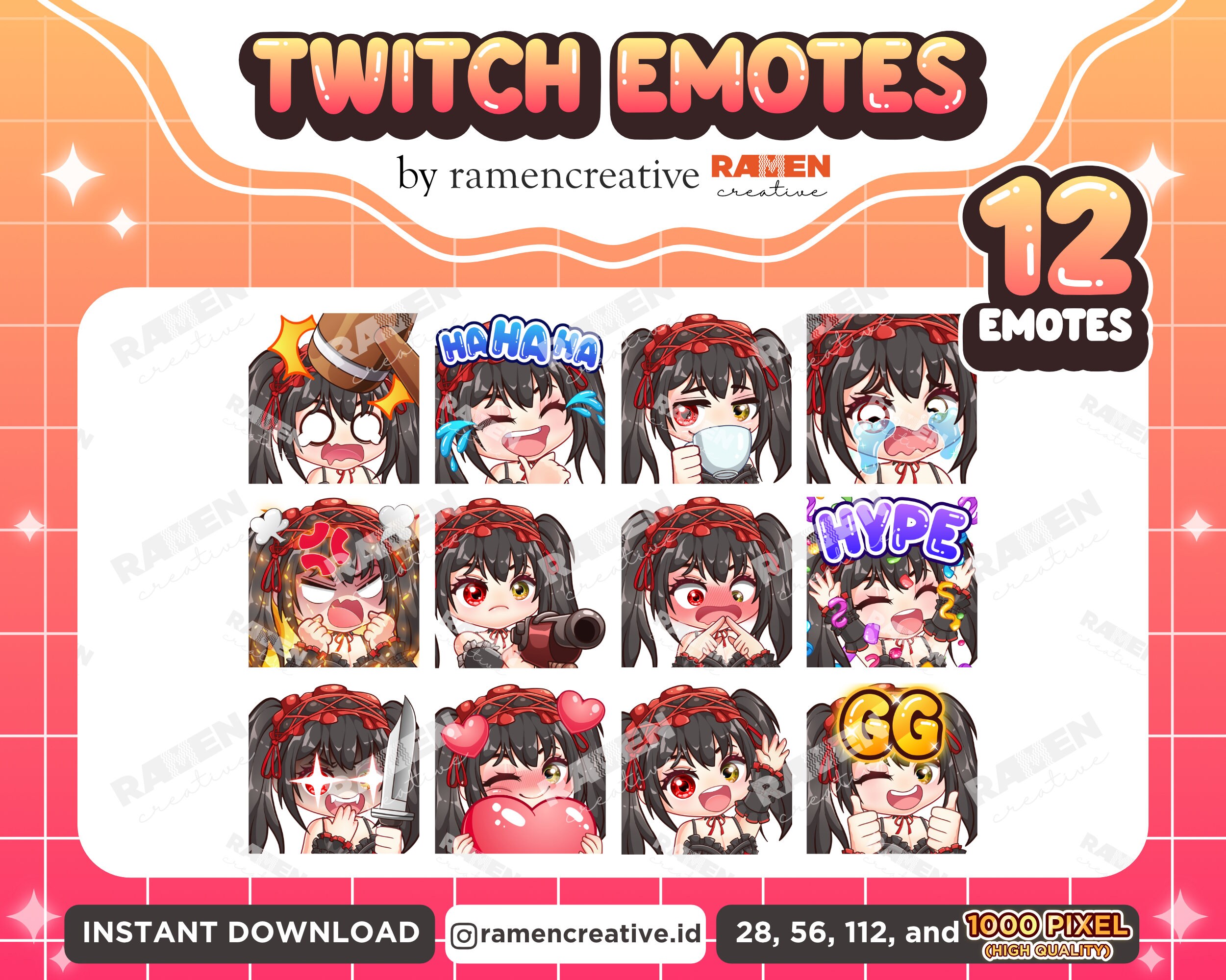 Tokisaki Kurumi Chibi Twitch Emotes : Tokisaki Kurumi Emotes for Twitch ...