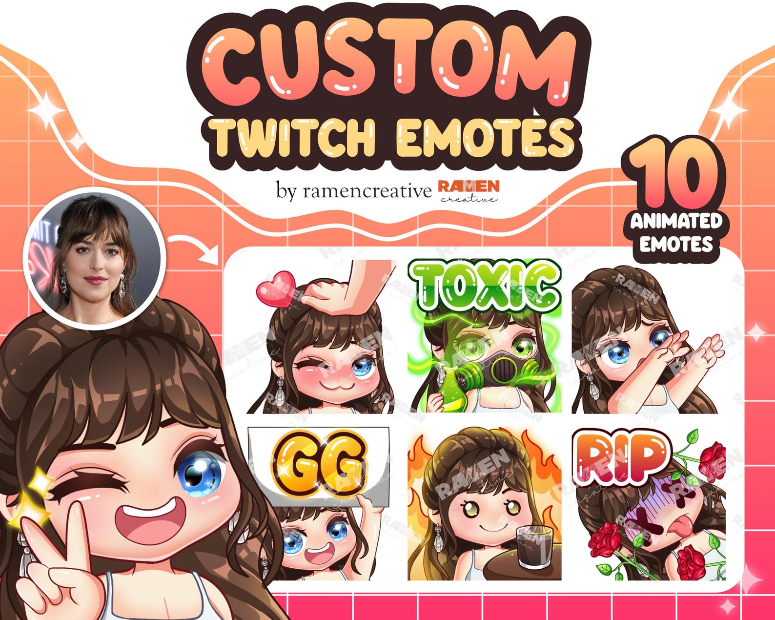 Custom Animated Chibi Emotes for Twitch, Discord, Youtube - Etsy