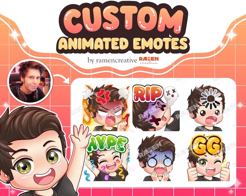 5 Custom Animated Chibi Emotes for Twitch, Discord, Youtube - Etsy