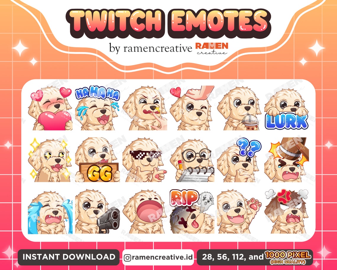 Dog Twitch Emotes: Cute Dog Emotes, Labrador Dog Emotes - 18 Emotes ...
