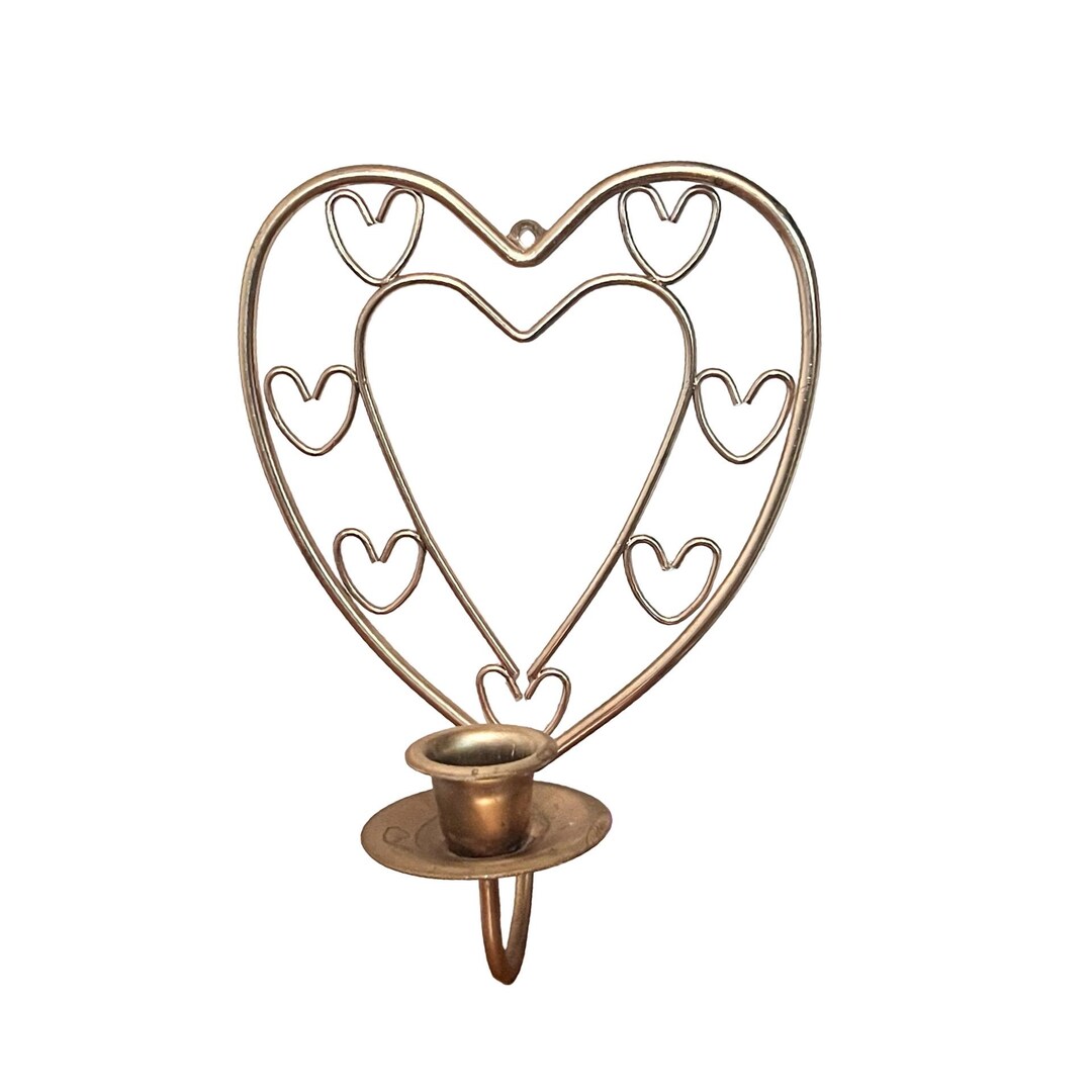 Vintage Brass Heart, Brass Candleholder, Heart Shaped Wall Decor ...