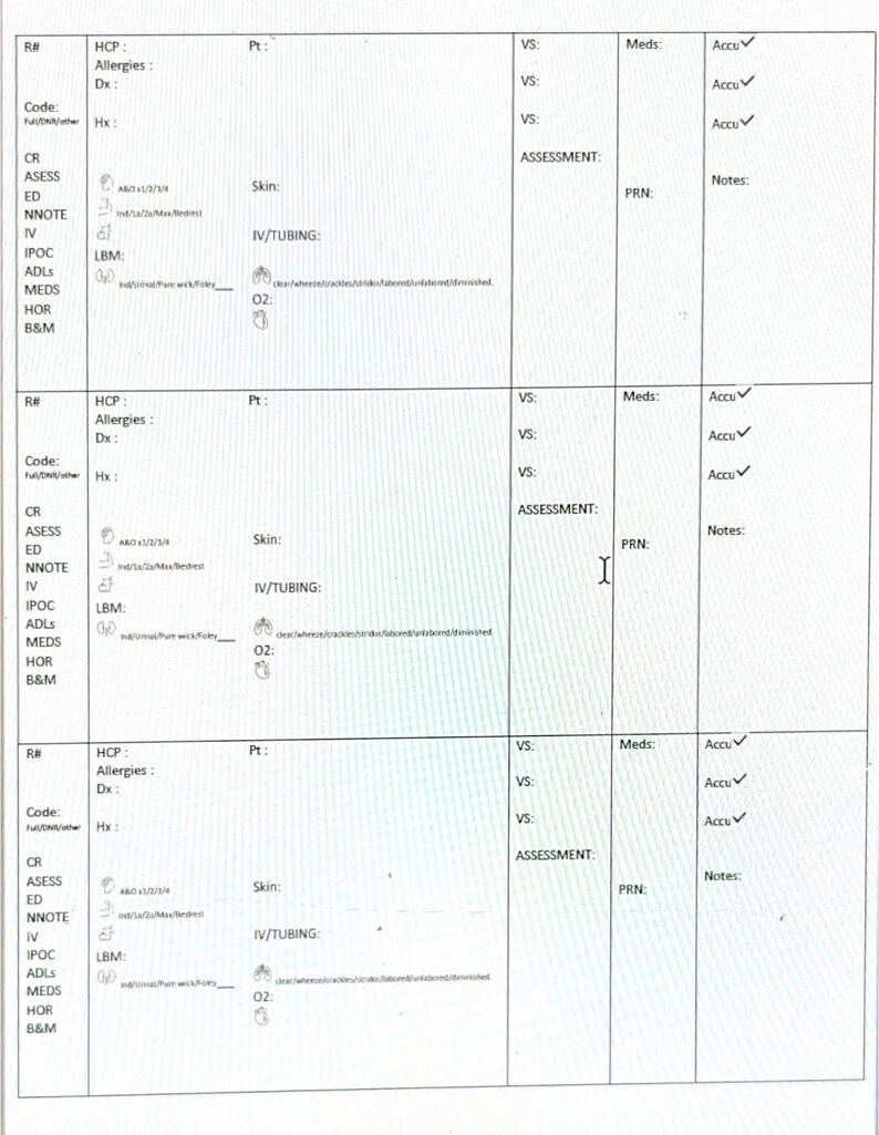 Nursing Report Sheet - New Grad - Etsy