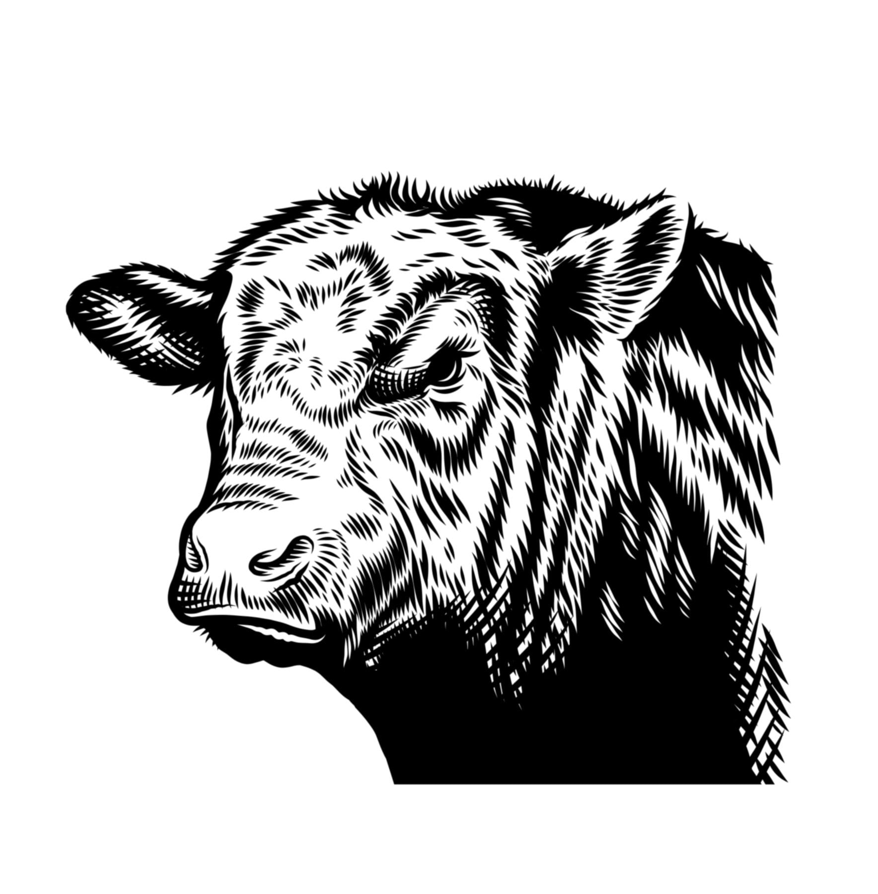 Angus Bull - Head - Vector Illustration - Etsy