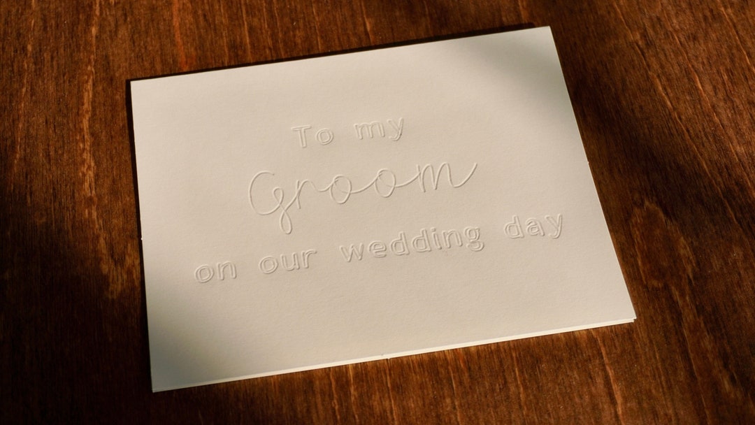 Groom Letter Letter to My Groom Card Debossed Imprinted minimalist - Etsy