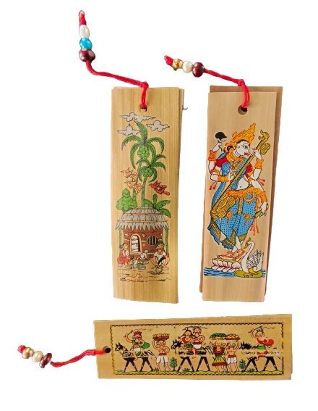 Handcrafted Pattachitra Bookmarks From Odisha Set of 3, Indian ...