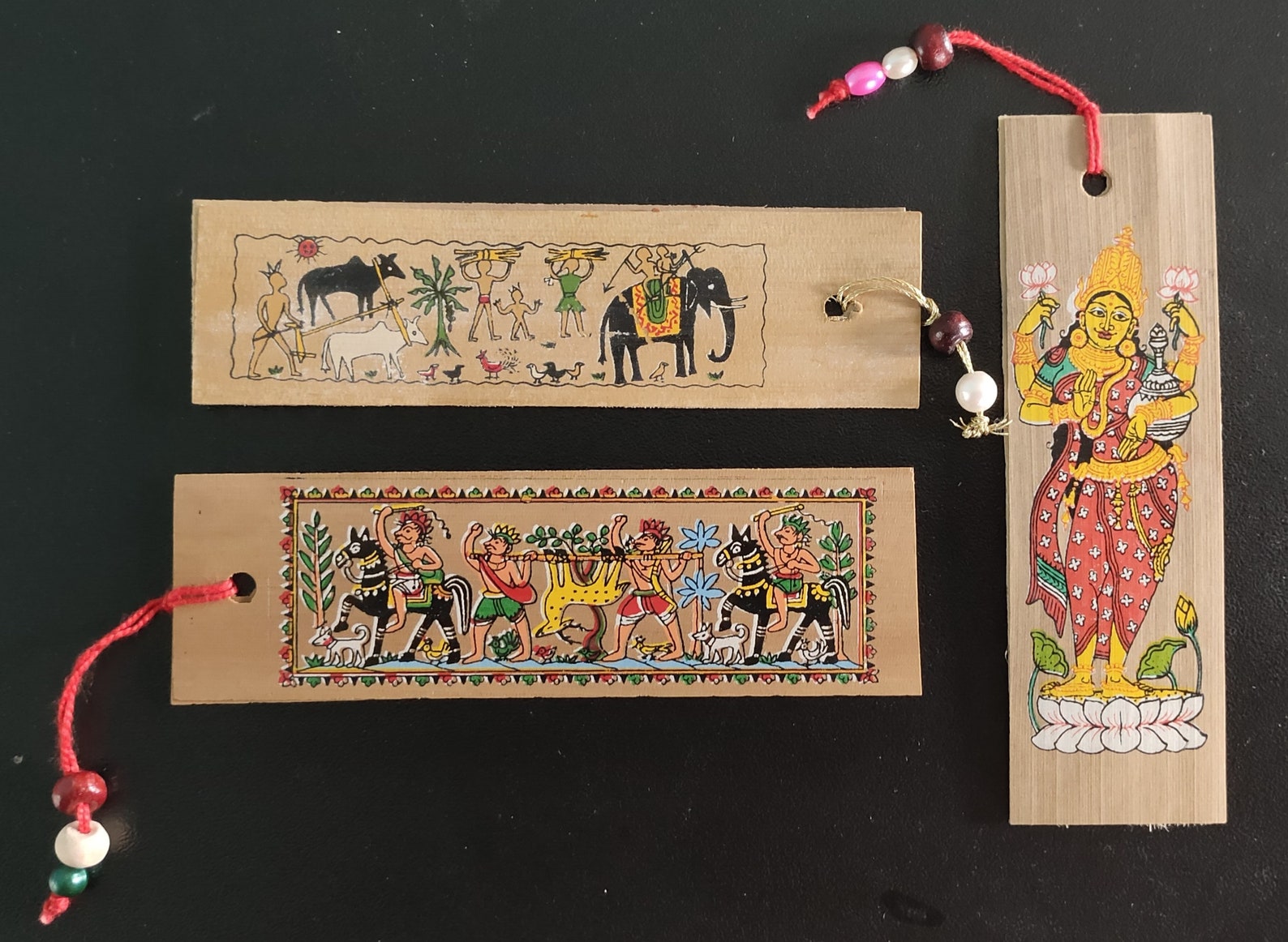 Handcrafted Pattachitra Bookmarks From Odisha Set of 3, Indian ...