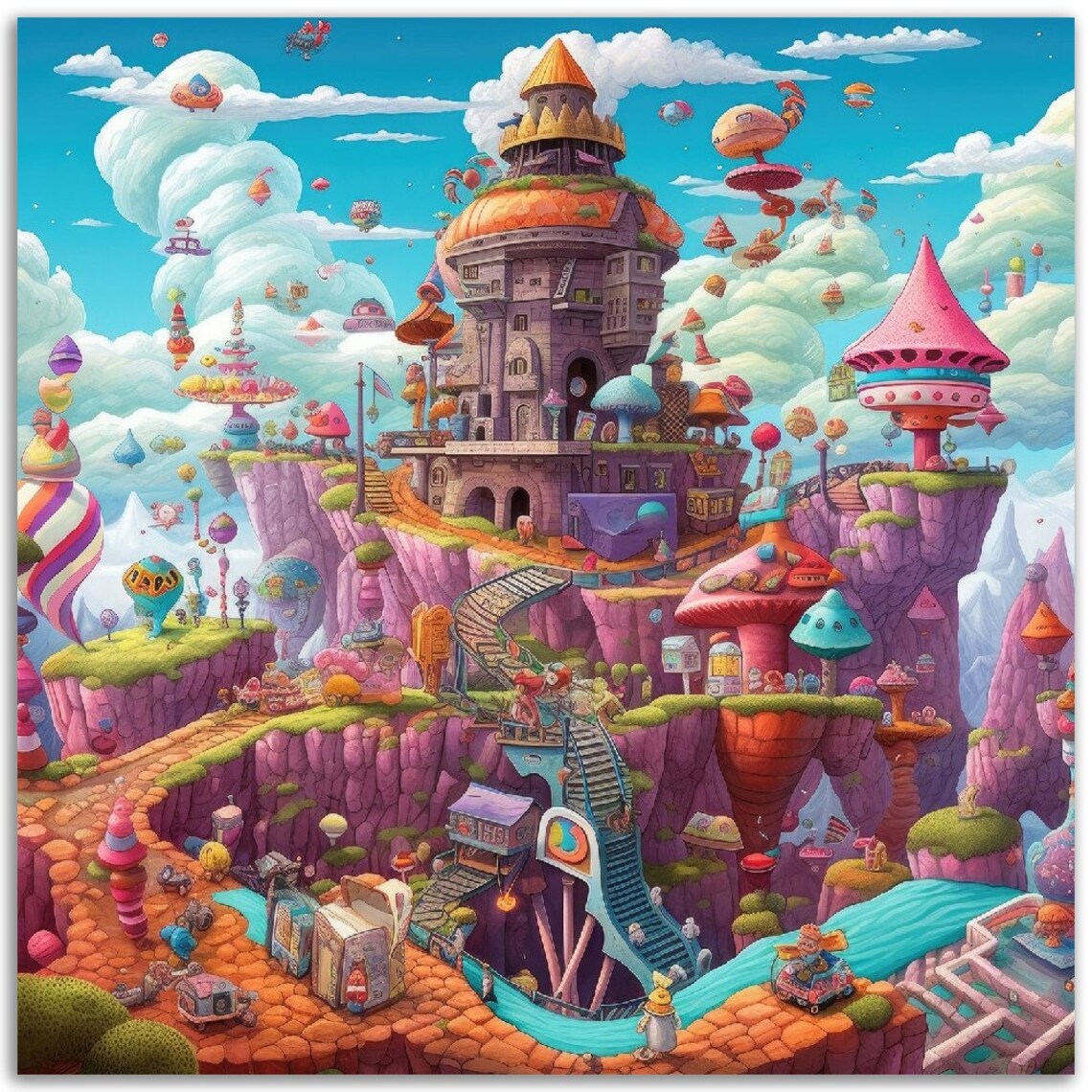 Talking Animals and Candy Mountains Poster | Colorful Enchanting ...