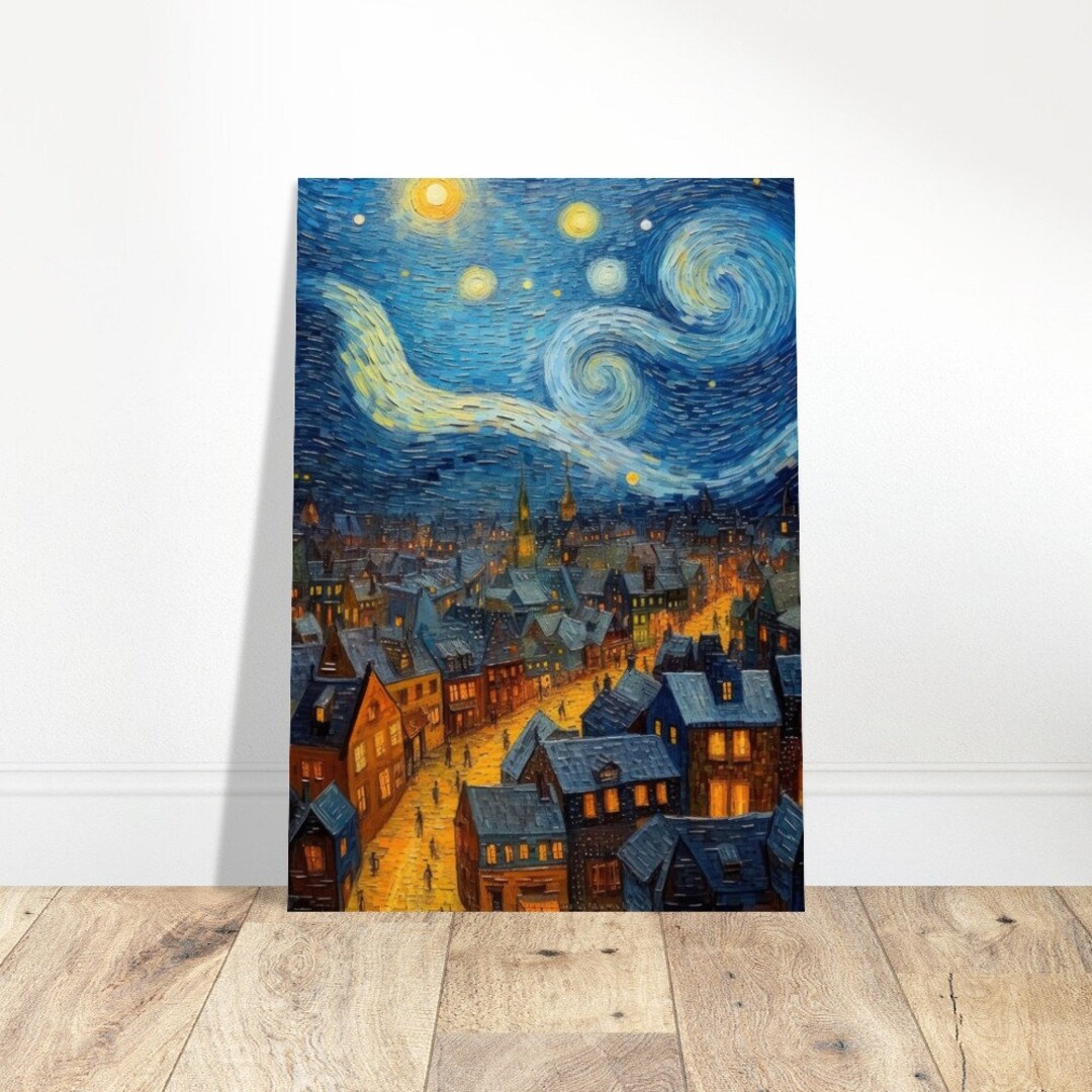 Starry Night Reimagined Poster Modern Van Gogh Inspired - Etsy