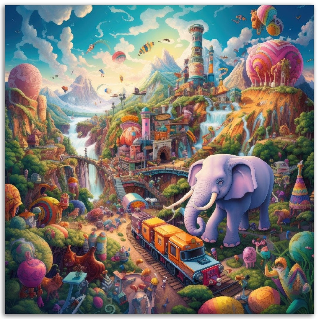 Talking Animals in Colorful Candy Land Poster | Whimsical Wonderland ...