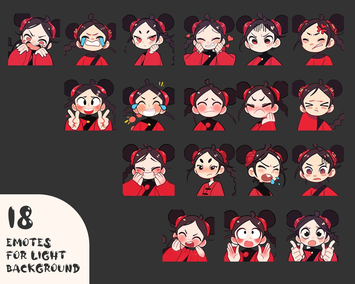 Kawaii Japanese Girl Emotes 18x Bundle, Emotes Mega Pack, Emotes ...