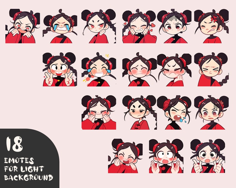 Kawaii Japanese Girl Emotes 18x Bundle, Emotes Mega Pack, Emotes ...