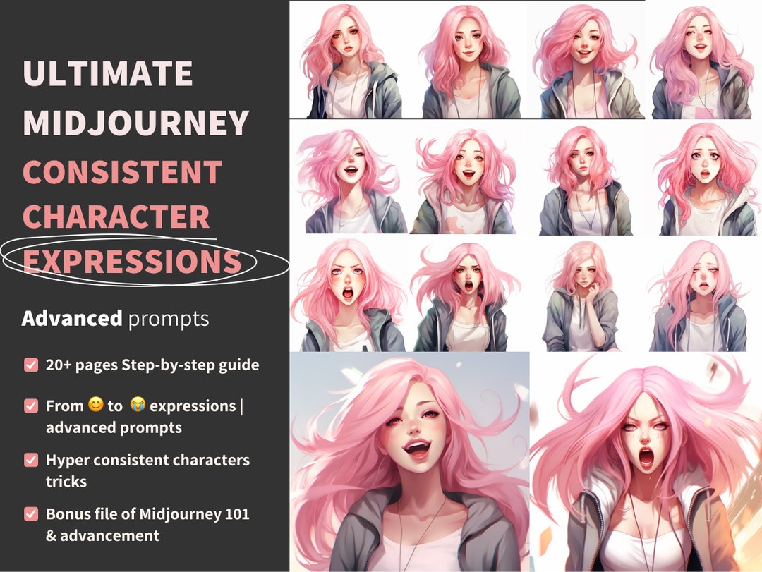 Facial Expressions Digital Design of Consistent Character Midjourney ...