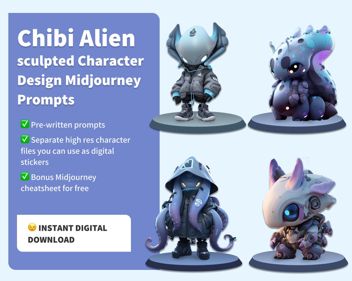 Chibi Alien 3D Character Design Midjourney Prompts Tricks, 3D Character ...