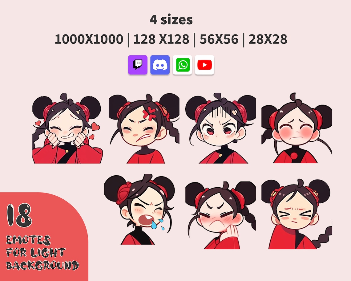 Kawaii Japanese Girl Emotes 18x Bundle, Emotes Mega Pack, Emotes ...